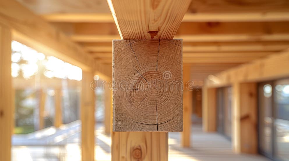 Wooden Beam in a Construction Frame. Stock Image - Image of ...