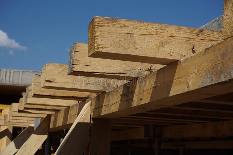 Wooden Beam Supporting Construction of Concrete Roof on the Building Site Stock Photo - Image of ...