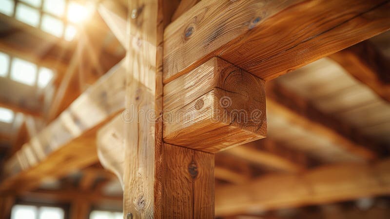 Wooden Beams in a Building Structure. Stock Image - Image of building ...