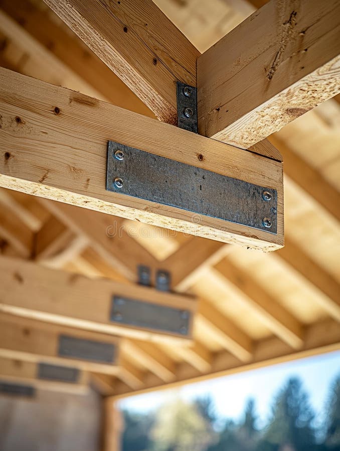 Wooden Beams in a Construction Framework. Stock Image - Image of design ...