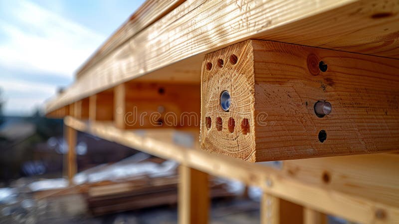 Wooden Beams on a Construction Site Stock Photo - Image of ...