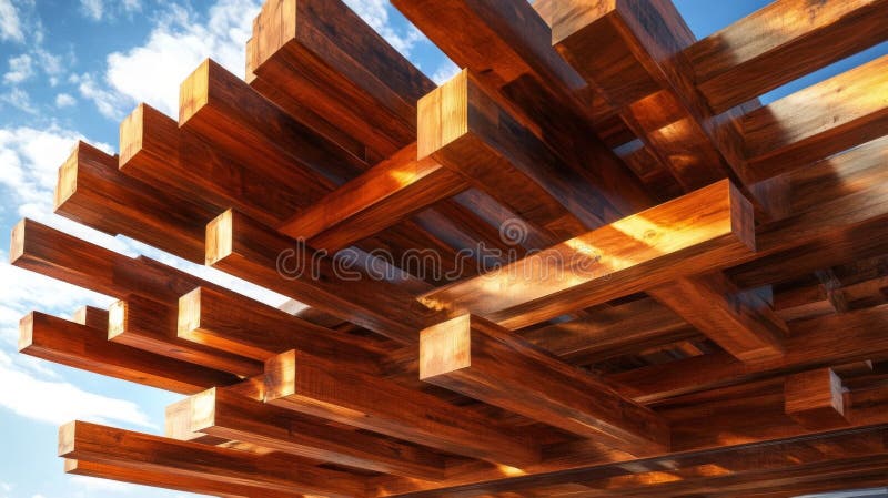Wooden Beams Interlocking in a Complex Pattern Stock Illustration ...