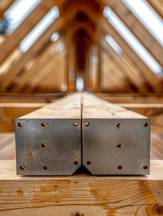 Wooden Beams with Metal Brackets in a Modern Architectural Structure ...