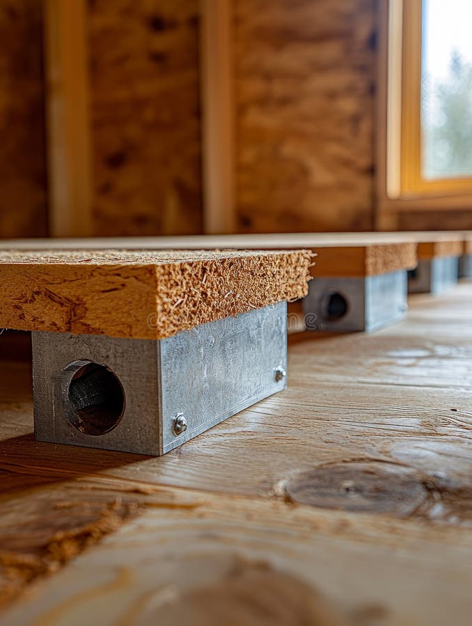 Wooden Beams Supported by Metal Brackets in a Structure Stock Photo ...