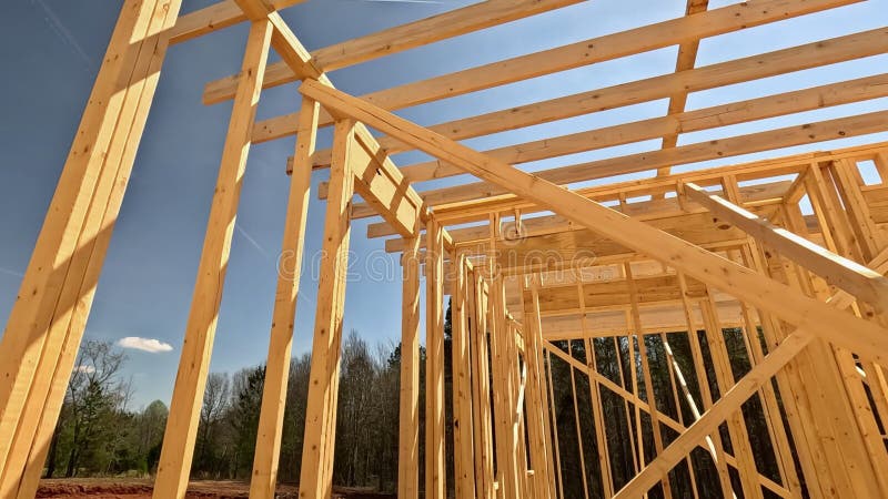 Support Beams Beams Roof Construction at New House Construction Using a ...