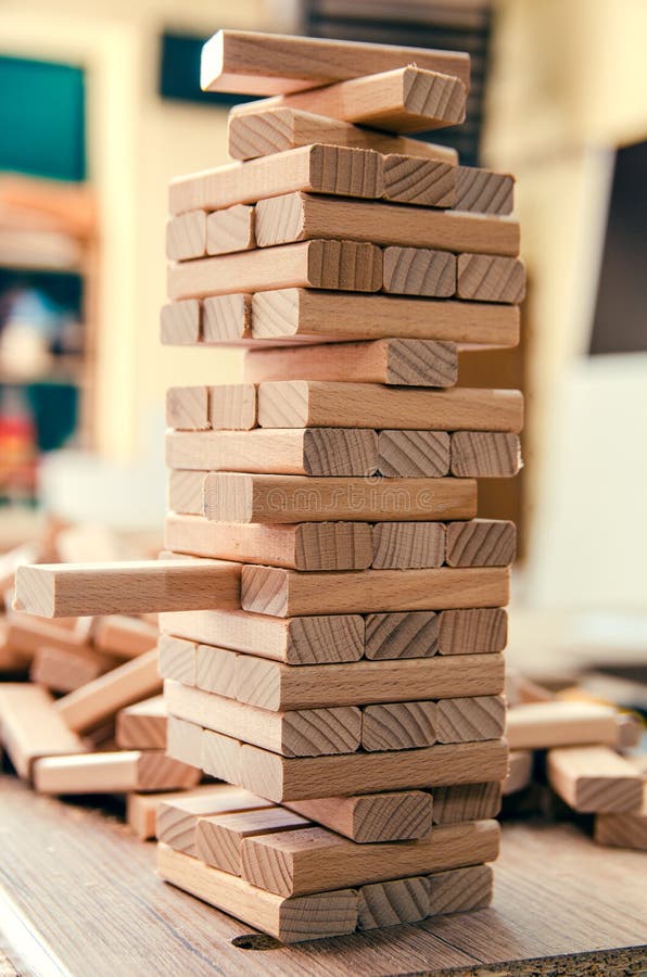 Board Game Jenga Tower of Wood Sticks Stock Photo - Image of games ...