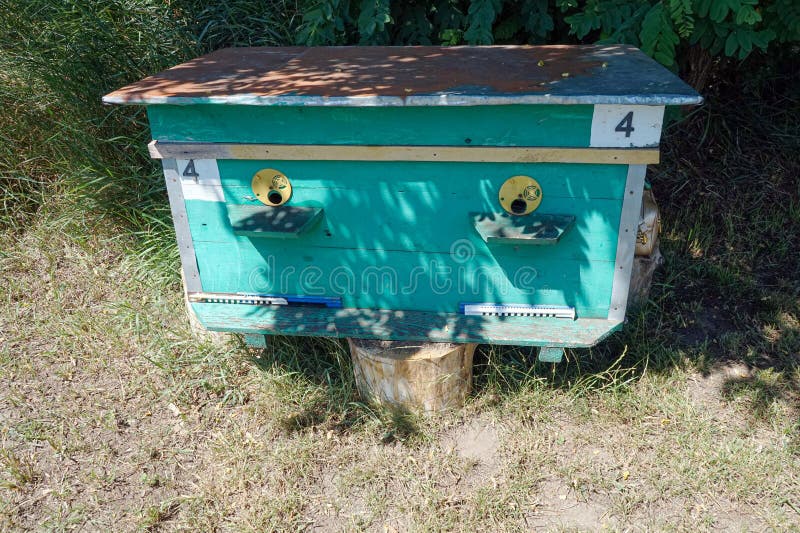 A Wooden Beehive for Bees in a Clearing Stock Photo - Image of work ...