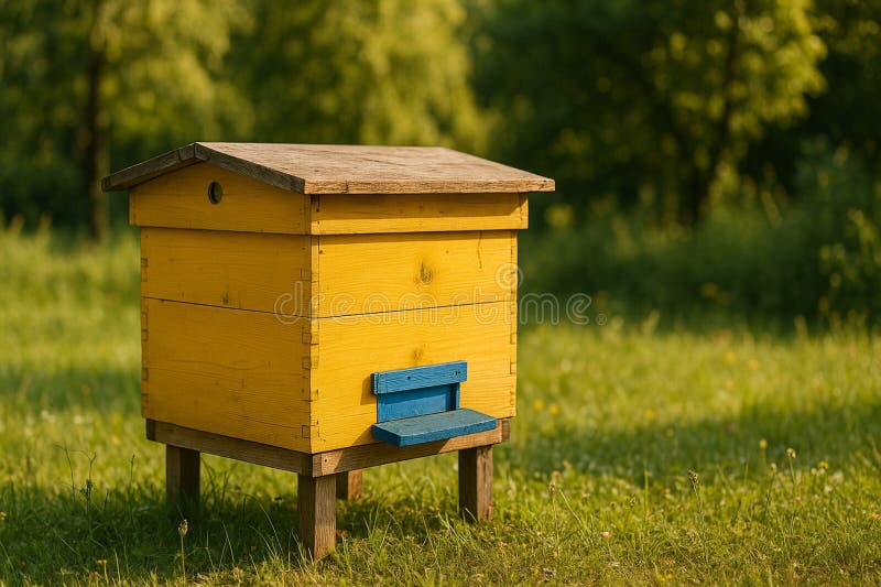 Bee hives in the field stock image. Image of beeswax - 391467791