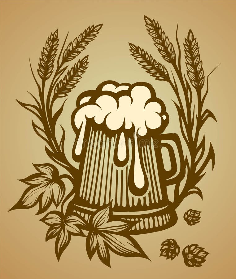 Wooden beer mug stock vector. Illustration of beverage - 54996745