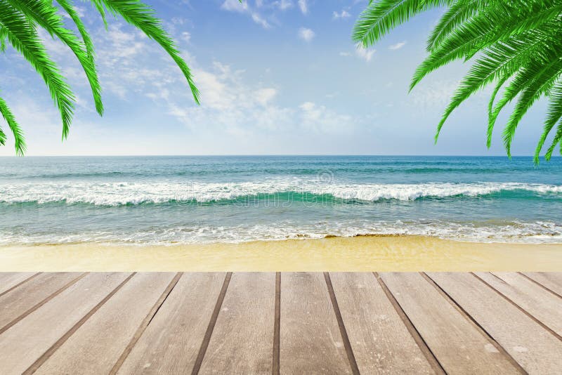 Wooden Bench at Beach Background Stock Image - Image of beach, lake ...