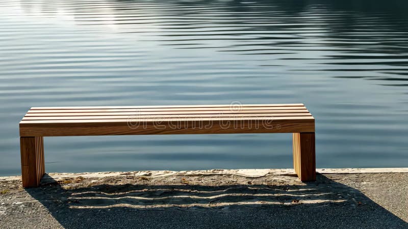 Wooden Bench by Calm Lake with Rippling Water Stock Footage - Video of ...