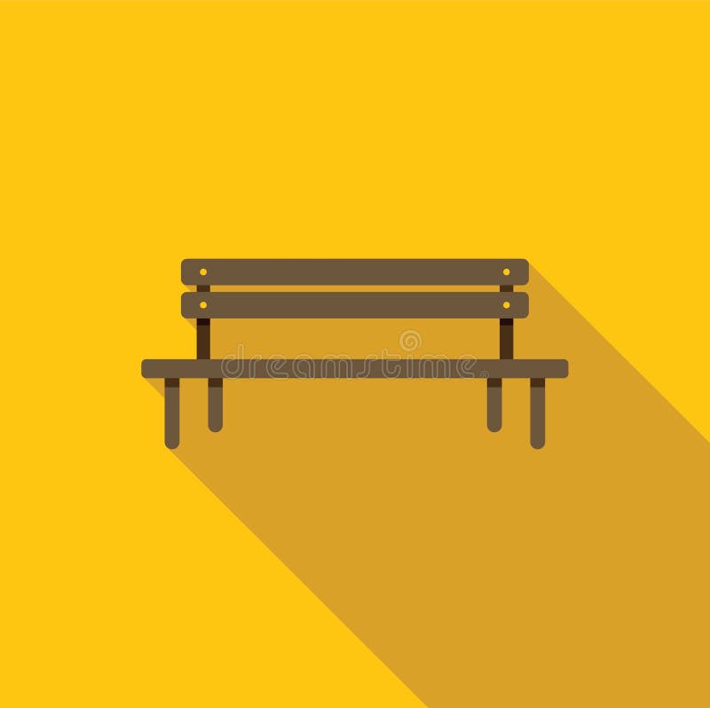 Wooden Bench Casting Long Shadow on Yellow Background Stock Vector ...