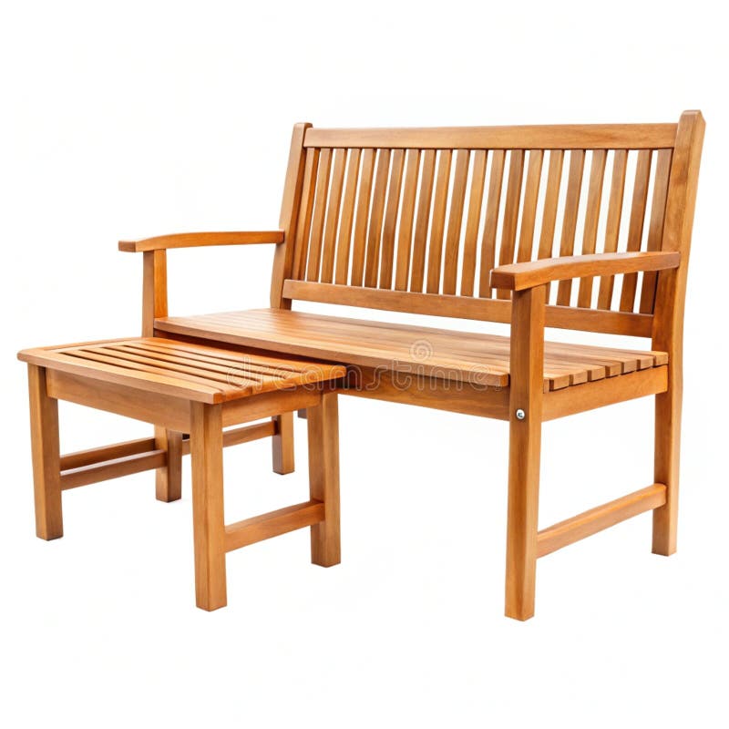 Wooden Bench Chair Isolated on White Background Stock Illustration ...
