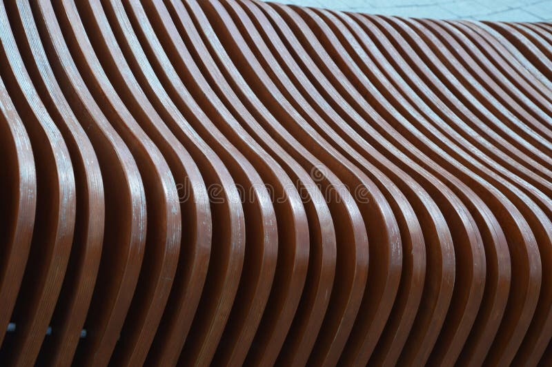 Wooden Bench Element, Brown Slats with a Rounded Edge. Abstract ...