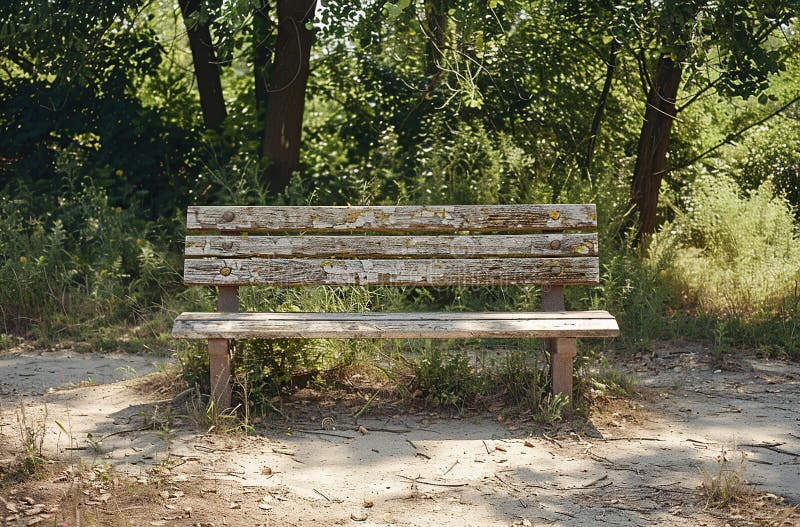 Wooden Bench in a Forest Clearing Stock Illustration - Illustration of ...