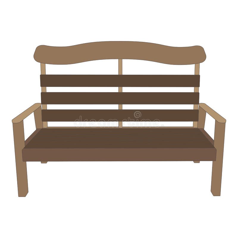 Wooden Bench Front 3d View . Exterior Features Stock Vector ...