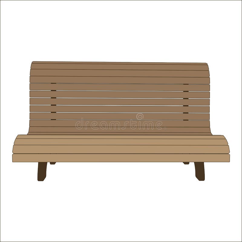 Wooden Bench Front 3d View . Exterior Features Stock Vector ...