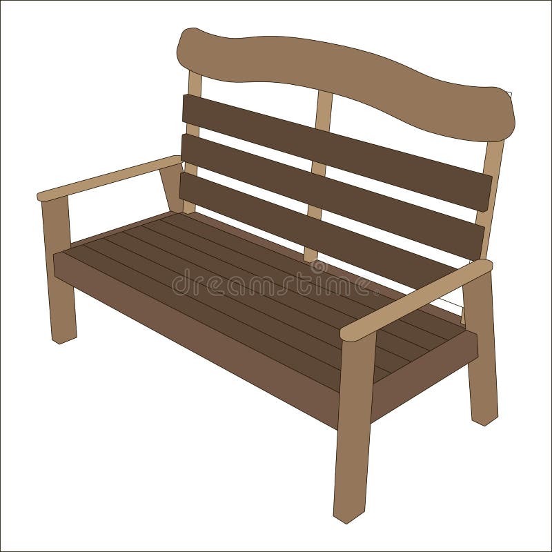 Wooden Bench Front 3d View . Exterior Features Stock Vector ...