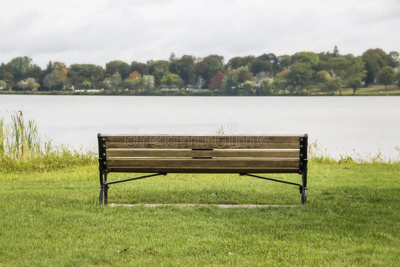 Wooden Bench in Front of a Lake Stock Image - Image of relax, garden ...