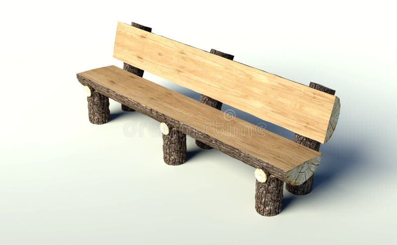 Wooden Bench Made of Tree Trunks Stock Illustration - Illustration of ...