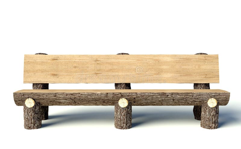 Wooden Bench Made of Tree Trunks Stock Illustration - Illustration of ...