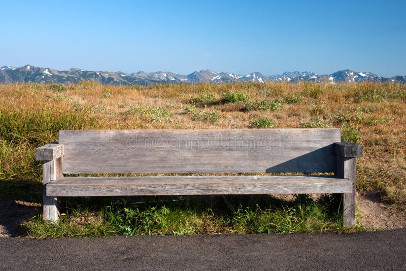 Wooden Bench with Mountains Stock Photo - Image of national, mountain ...