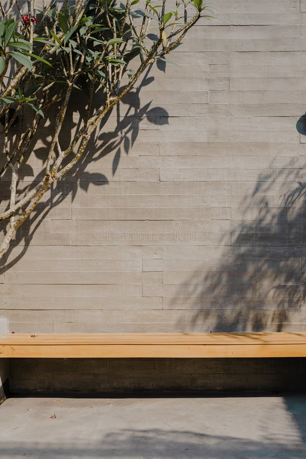 A Wooden Bench on the Abstract Wall Stock Photo - Image of contemporary ...