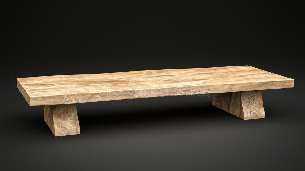 A Wooden Bench with a Natural Finish and a Rustic Design. Stock Image ...