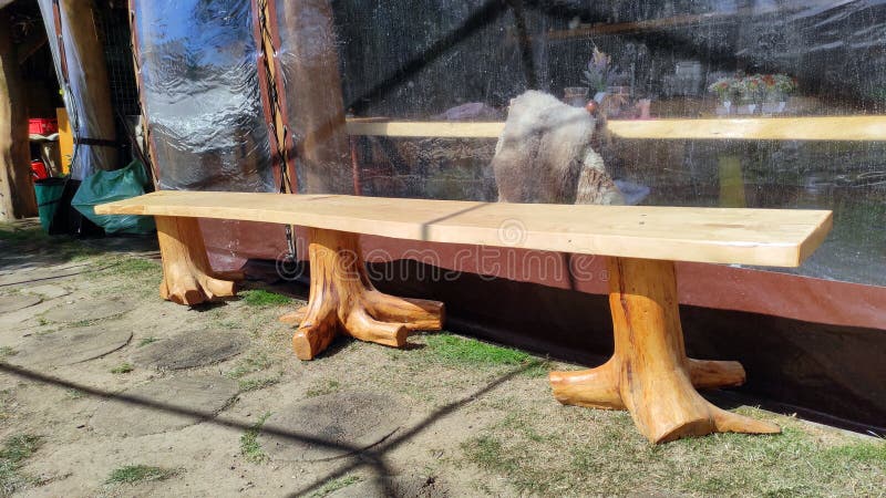 Wooden Bench in a Non-traditional Design Stock Image - Image of spring ...