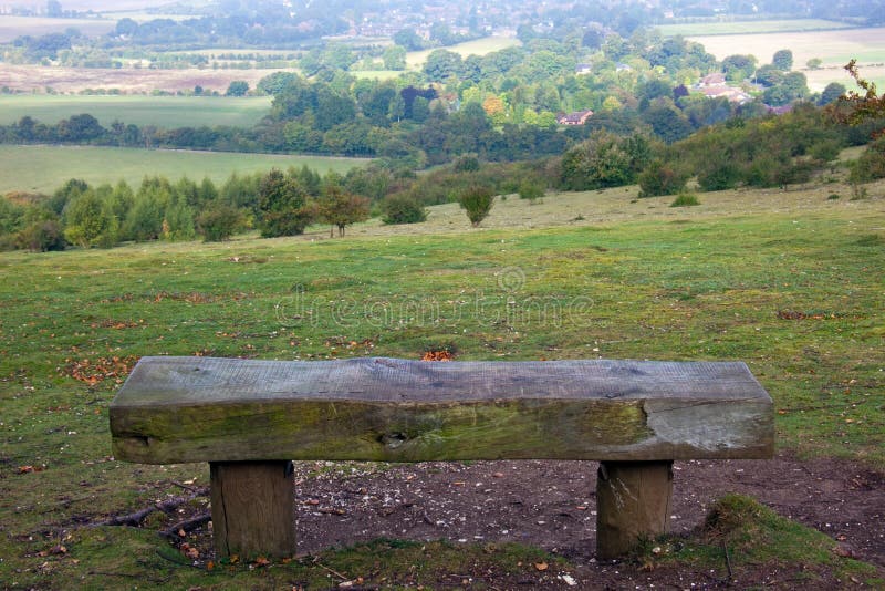 Wooden Bench Overlooking English Countryside Stock Photo - Image of ...