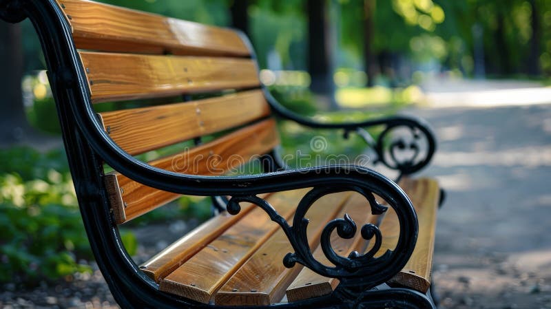 Wooden Bench in a Park during Daytime, Serene and Peaceful Atmosphere ...