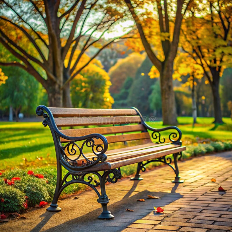 A Peaceful Park, Bathed in Sunlight. Stock Vector - Illustration of ...