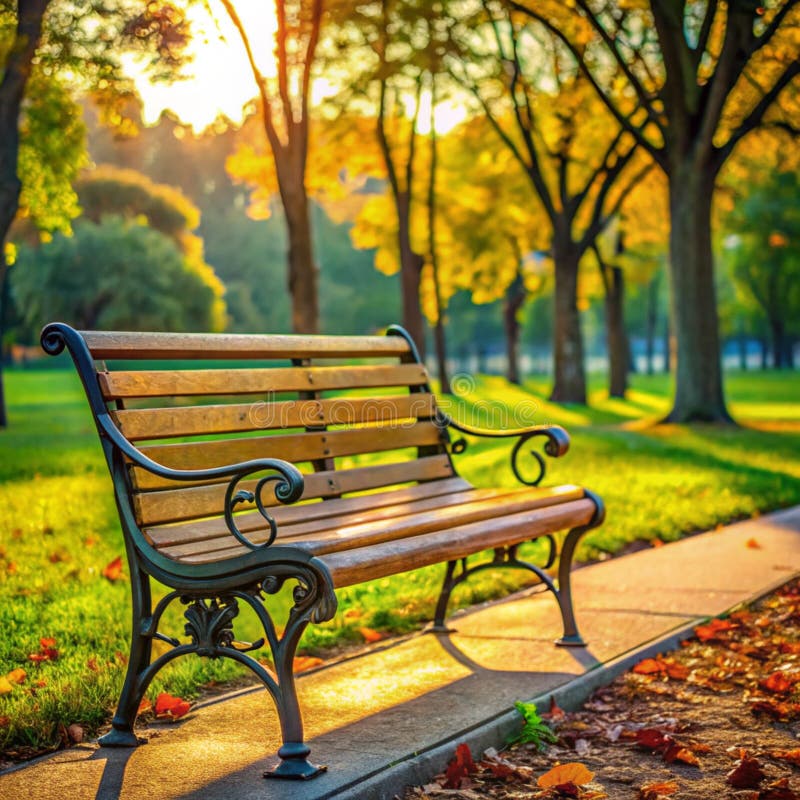 A Peaceful Park, Bathed in Sunlight. Stock Vector - Illustration of ...