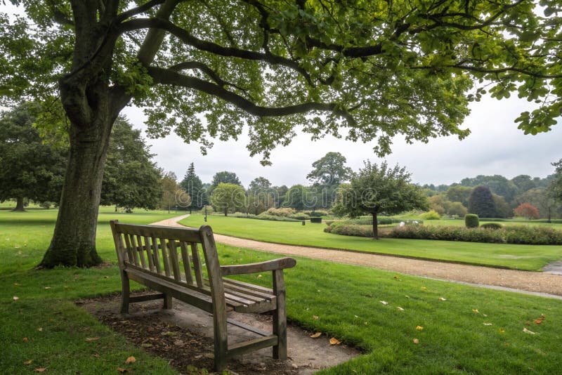 A Peaceful Park, Bathed in Sunlight. Stock Vector - Illustration of ...