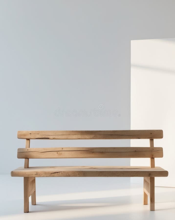 Wooden Bench Rustic Style Light Brown Simple Design Studio Shot. Stock ...