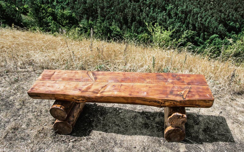 Wooden Bench Serving To Rest during the Hiking Stock Image - Image of ...