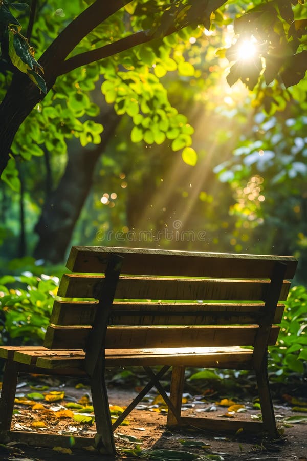 A Wooden Bench Sitting Under a Tree in a Park. Generative AI Stock ...