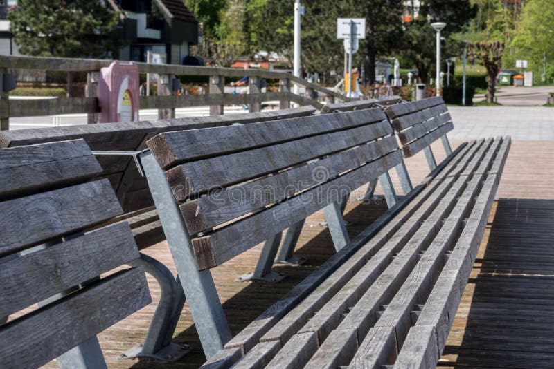 Wooden Bench on a Viewing Platform Stock Image - Image of space, table ...