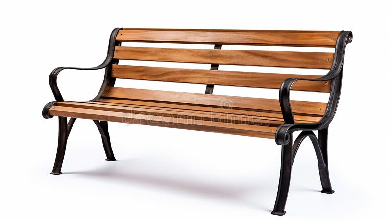Wooden Bench on White Background Stock Illustration - Illustration of ...
