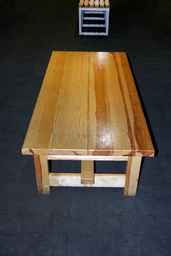 Wooden Benches on the Background of Iron Boxes Stock Image - Image of ...