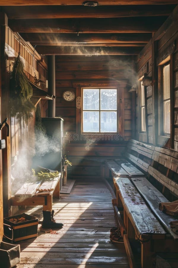 Wooden Benches and a Single Window in a Room Stock Photo - Image of ...