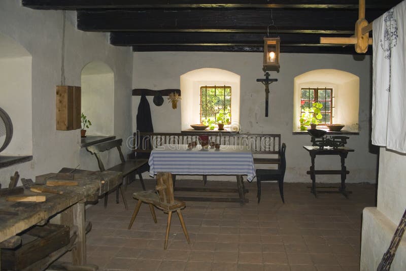 Inside Rustic Sitting Area by Window Stock Photo - Image of area ...