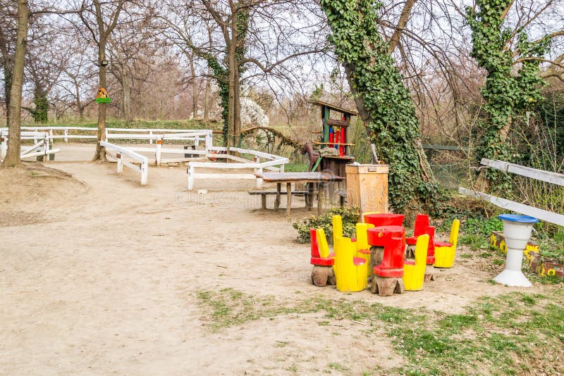 Wooden Benches in the City Park.Sunny Day on the Promenade in the City ...