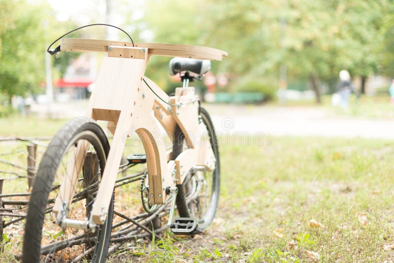 Wooden Bicycle Handmade from Eco Materials Stock Image - Image of ...