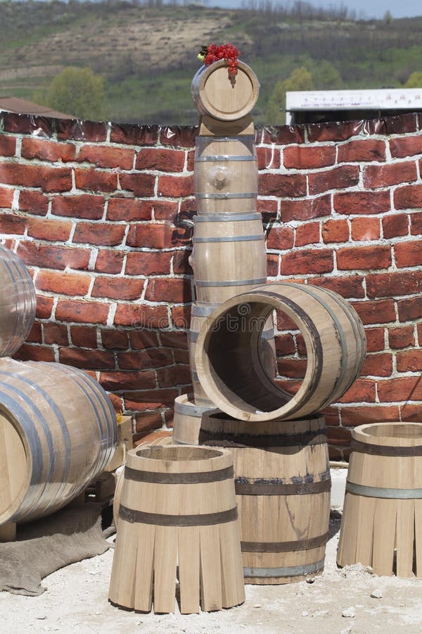 Wooden big barrels stock image. Image of travel, tourist - 183051619
