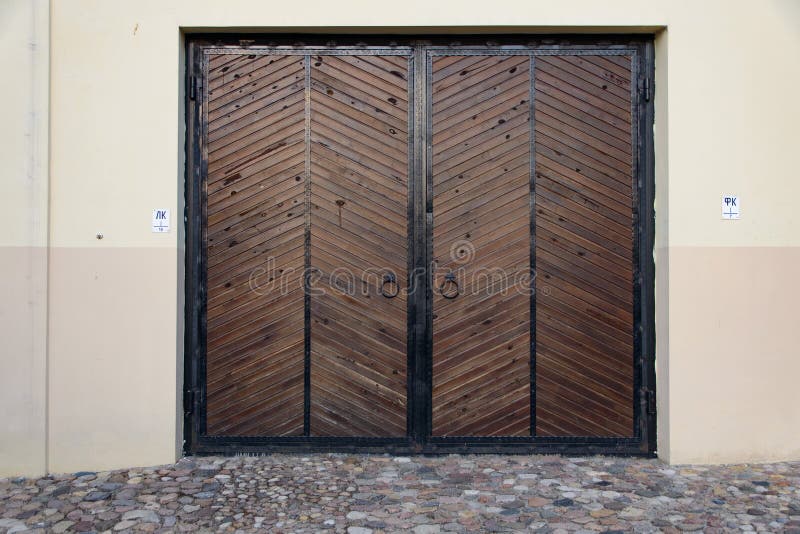Wooden Big Gate To the Building Stock Image - Image of isolated, grunge ...