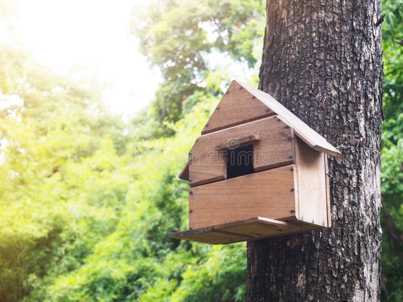 Wooden bird house stock photo. Image of closeup, home - 76219316