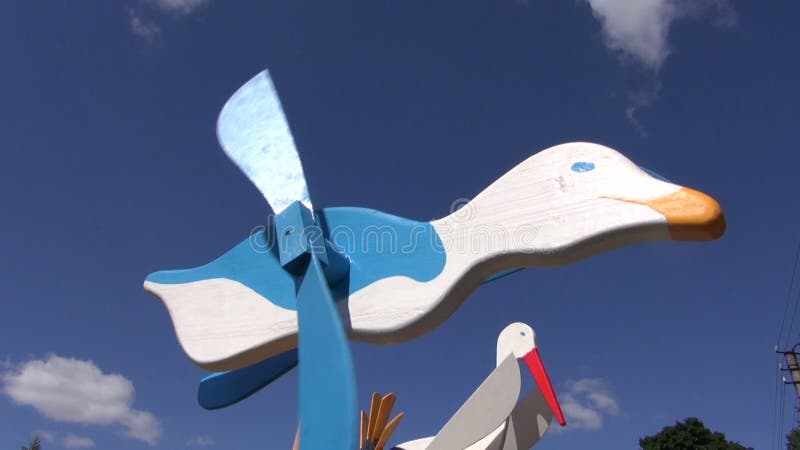 Wooden Bird Toy Windmill Wings and Sky Stock Video - Video of metaphor ...