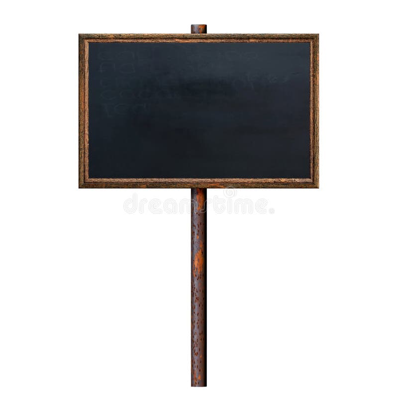 Blank Black Sign Rusty Iron Pole Signboard Isolated White Stock Photos ...
