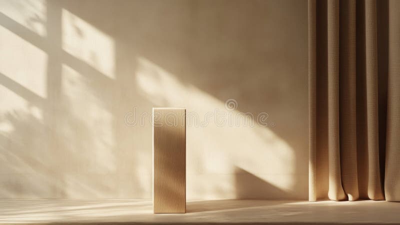 Wooden Block on Beige Background with Sunlight and Shadow Stock ...